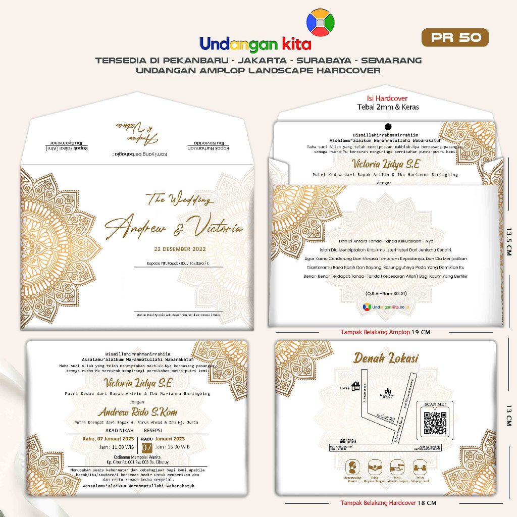 Jual Undangan Pernikahan Amplop Hardcover Landscape Premium Undangan ...
