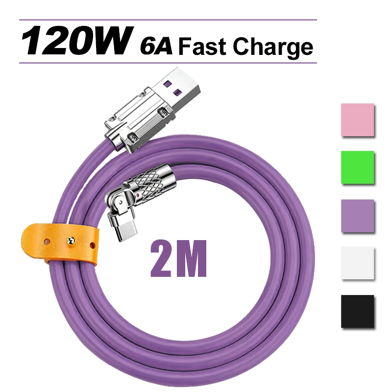 Jual 180° Rotasi Kabel Data Type C Fast Charging Kabel 120W 6A Micro ...