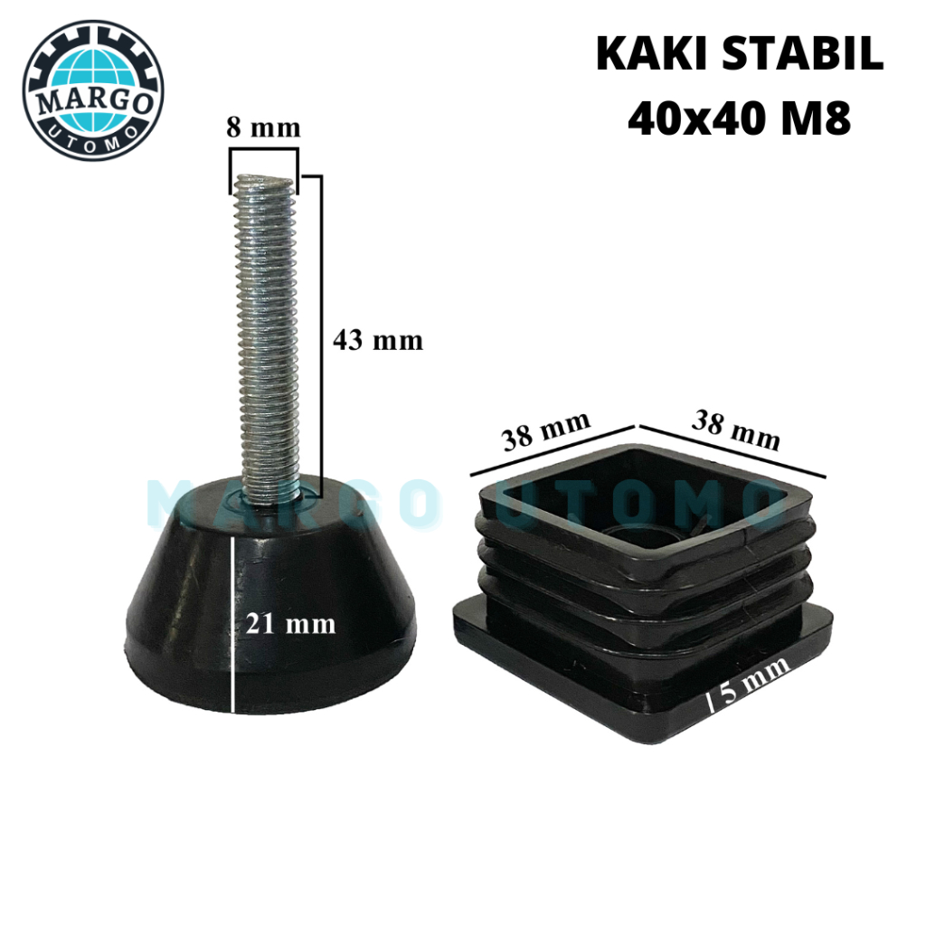 Jual Adjuster Kaki Stabil M8 D40 Panjang Baut 43 mm dan Plastik Kotak ...