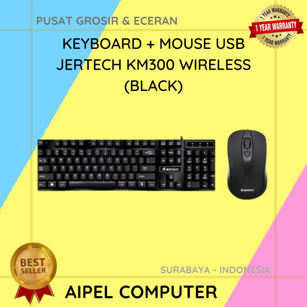 Jual KM300 | KEYBOARD + MOUSE USB JERTECH KM300 WIRELESS (BLACK) | Shopee Indonesia