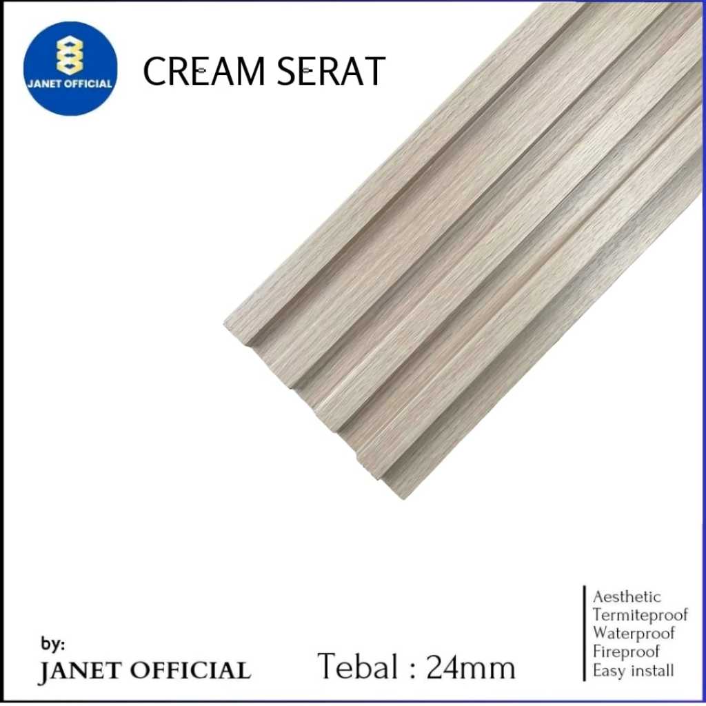 Jual WPC Wall Panel WARNA CREAM SERAT 3 meter 300cm X 17cm X 2.4cm ...