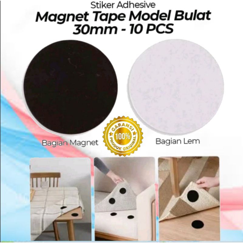Jual Stiker Adhesive Magnet Tape 3M Model Bulat 30mm 10 PCS | Shopee ...
