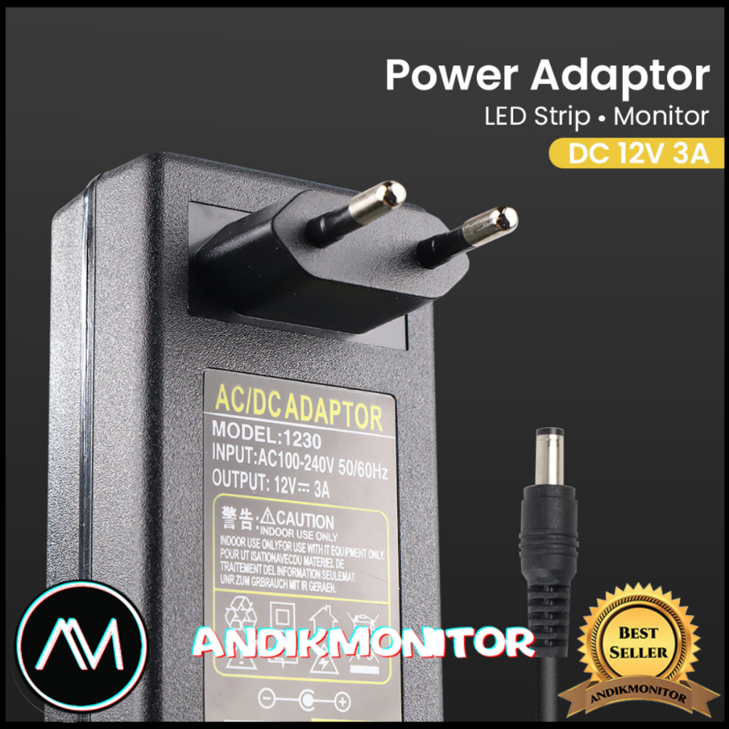 Jual ADAPTOR 12V 3A 36WATT Adaptor Power Supply CCTV MONITOR LED Strip ...