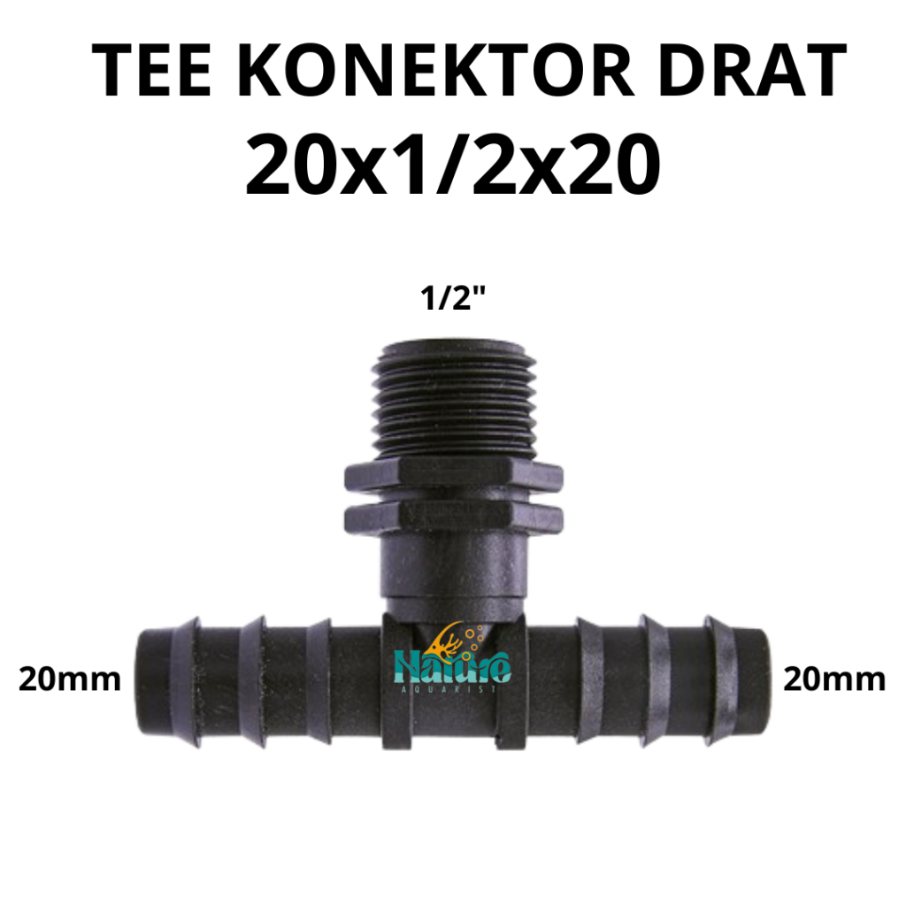 Jual Tee connector 20x1/2"x20mm Konektor T Sambungan 1/2 Inch Drat Luar ...