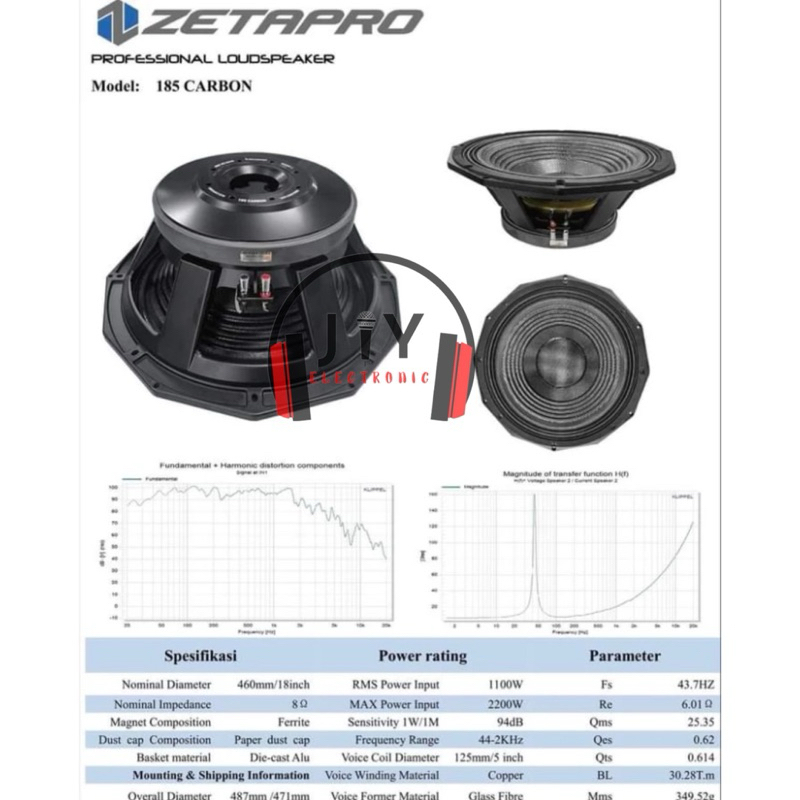 Jual Speaker Komponen Zetapro 18 inch 185 Carbon 185-Carbon 185Carbon ...