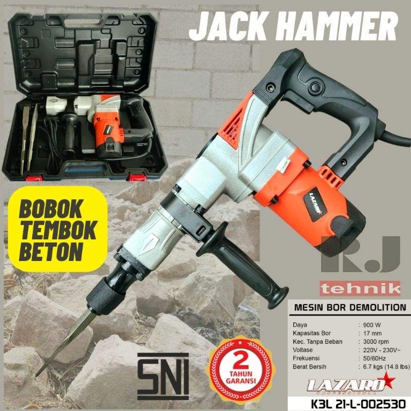 Jual Mesin Bor Bobok Beton Tembok Demolition Jack Hammer Drill Lazaro L 0810 SNI Garansi 2 Tahun ...