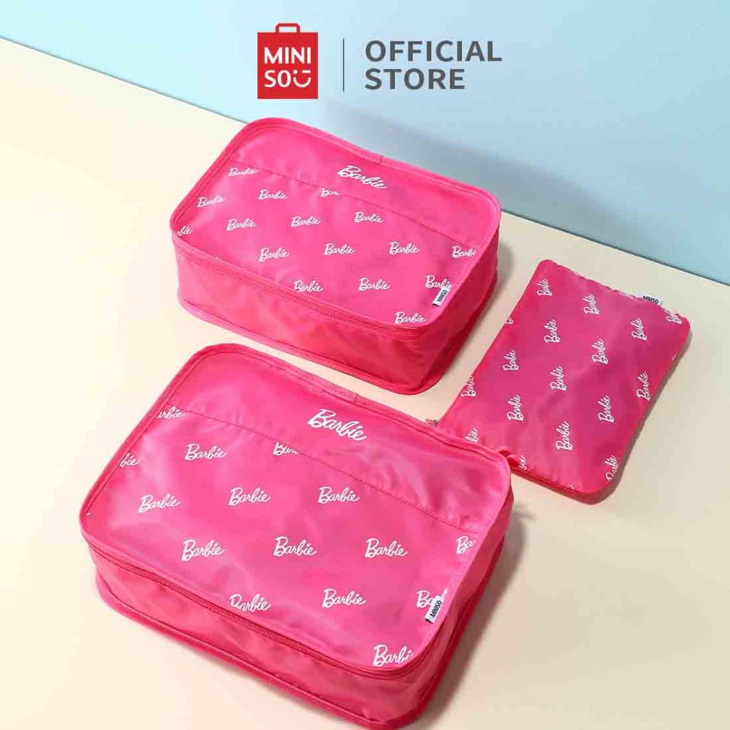Jual Miniso X Barbie Series 3PCS Zipper Storage Bag Travel Clothing ...