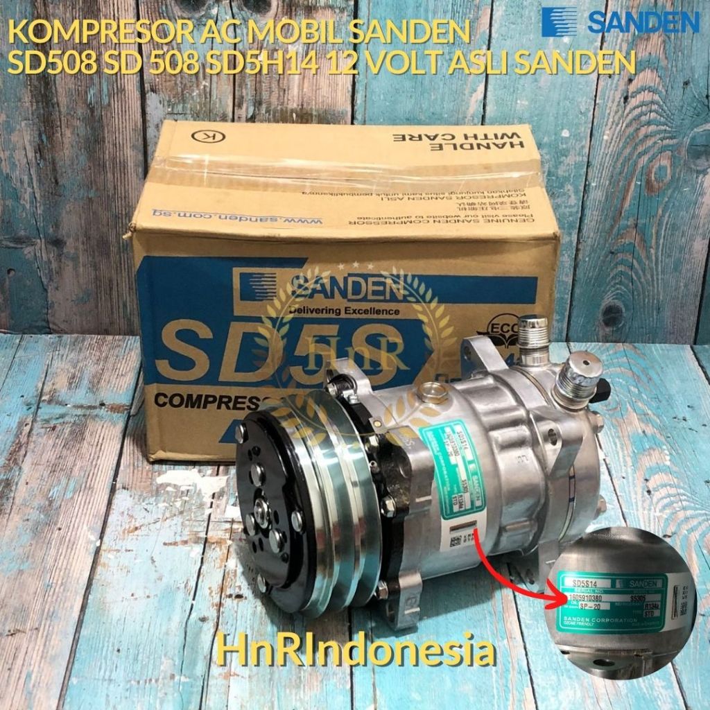 Jual Kompresor AC Mobil Sanden SD508 SD 508 SD5H14 12VOLT 12V ...