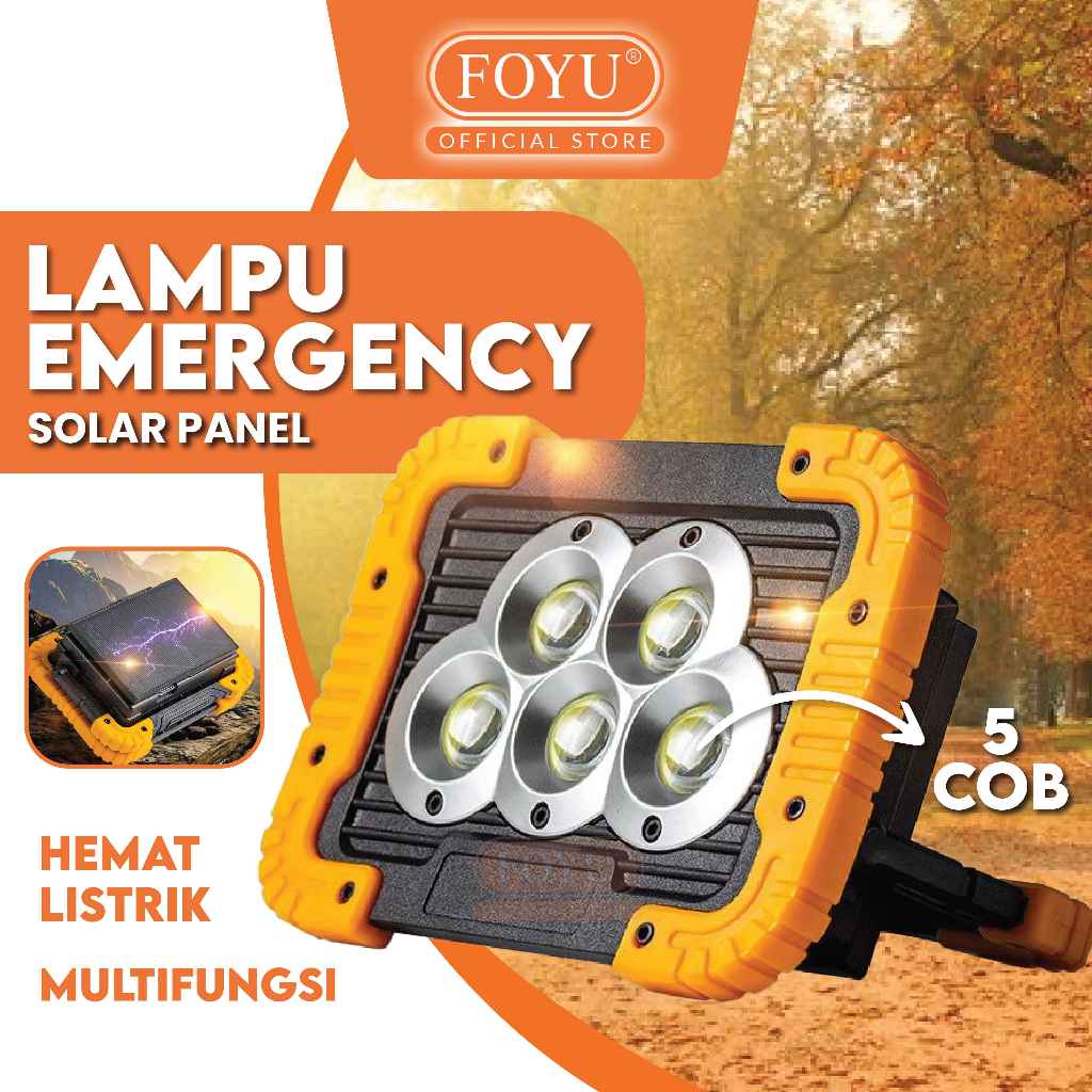 Jual Lampu Sorot Solar Cell 5 COB 8400mAh Led Tenaga Matahari Outdoor Emergency Mati Lampu ...
