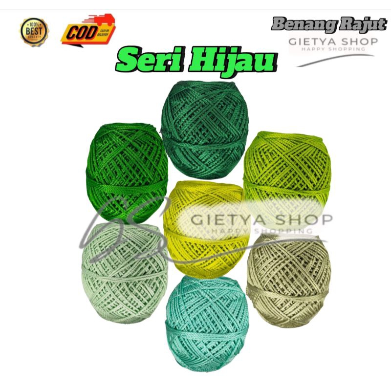Jual Benang Rajut Polyester Kilap & Dop Seri Warna Hijau | Benang Rajut ...