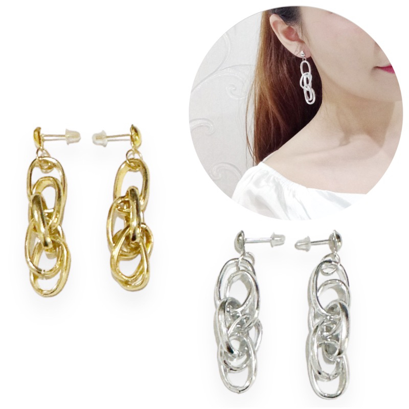 Jual Frederica Double Chain Earrings Anting Rantai Alumunium Tusuk Stud ...