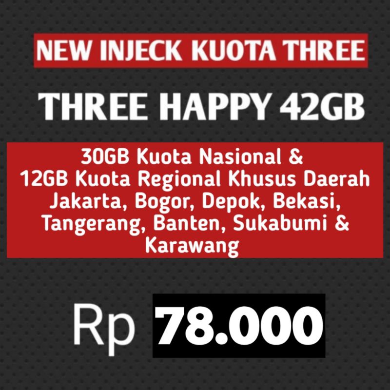 Jual Paket Kuota Murah 3 5GB, 10GB, 12GB, 15GB, 25GB, 32GB, 33GB, 45GB, 50GB, 52GB Full 24 Jam ...