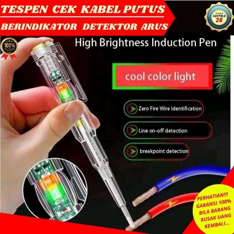 Jual Obeng Tespen Listrik Tester Dual Led Kabel Putus Lampu Indikator ...
