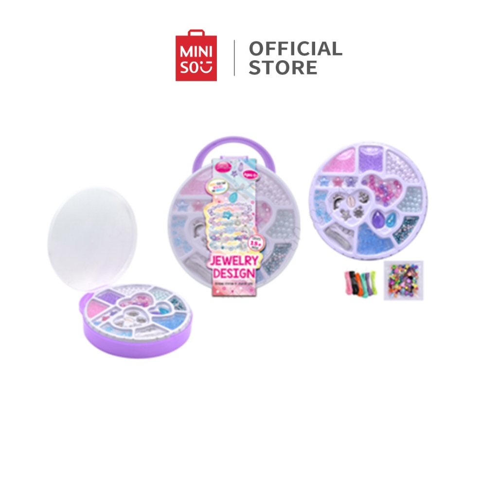 Jual MINISO Mainan Anak-anak Set Kotak Bundar Portabel Manik-manik DIY ...