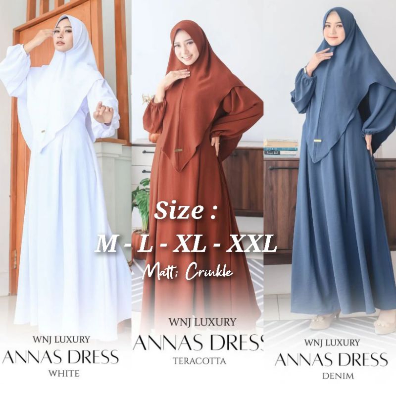 Jual ANNAS SET GAMIS SYARI CRINCLE UKURAN M L XL XXL GAMIS KRINKLE TERBARU JUMBO PESTA DRESS ...