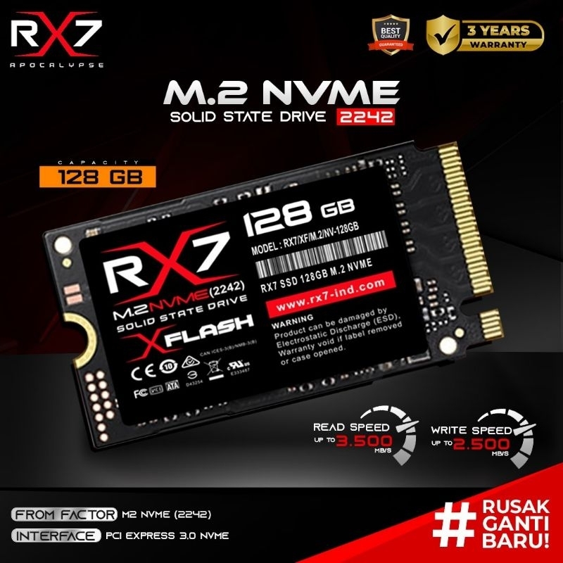 Jual SSD RX7 M.2 NVME 128GB 2242 PCIE GEN3 X4 GARANSI RESMI 3 TAHUN ...
