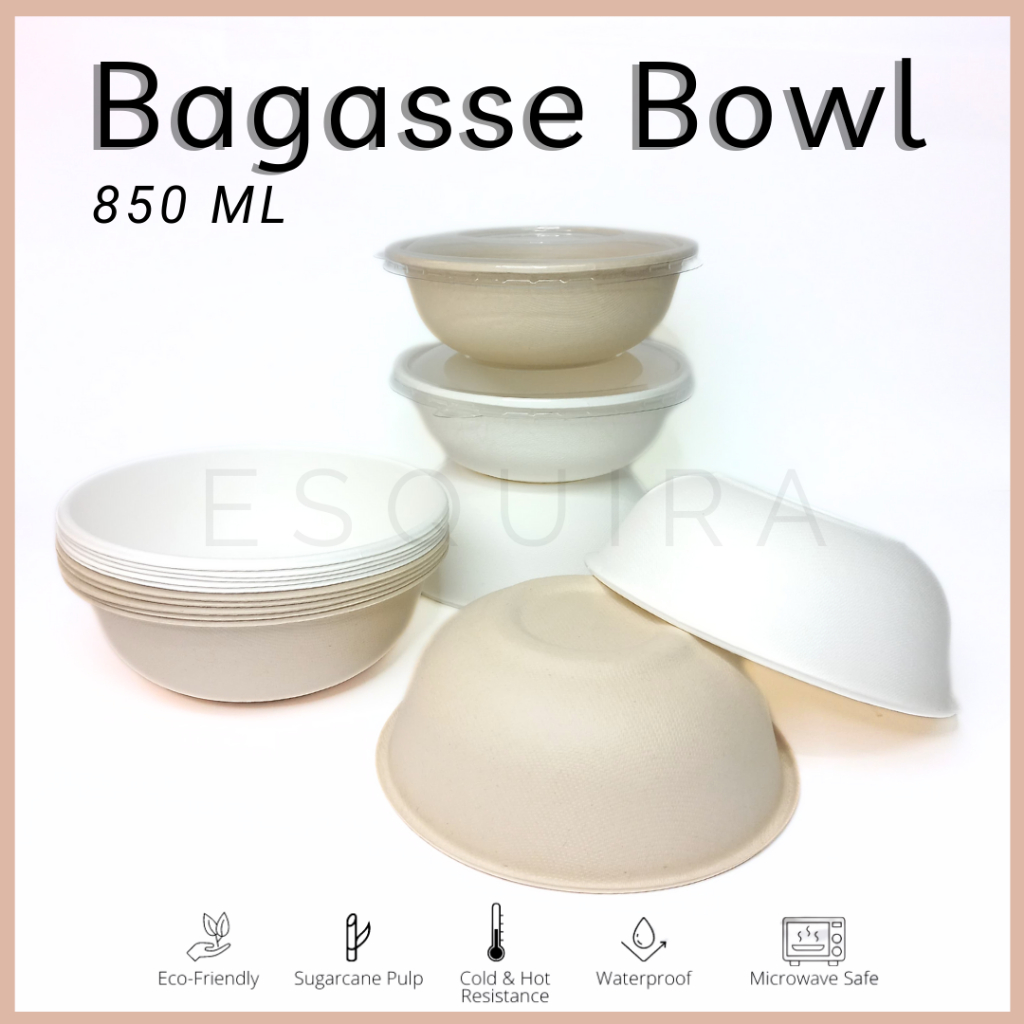 Jual Bagasse Bowl / Disposable Bowl / Mangkok Take Away 850 ml / 10 Pcs / BG850 | Shopee Indonesia