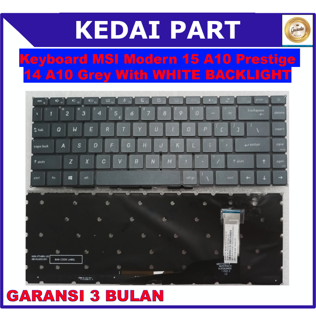 Jual Keyboard MSI Modern 15 A10 Prestige ms-14c1 A10M-455 Grey with ...