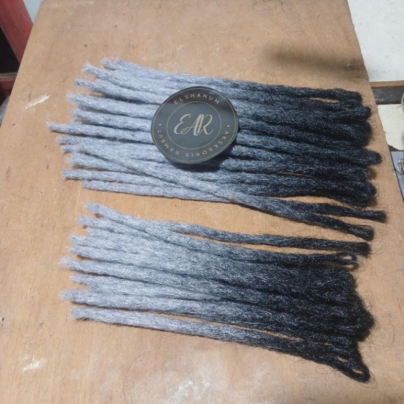 Jual RAMBUT GIMBAL SINTETIS HITAM GRADASI SILVER ukuran 20 dam 25 cm ...