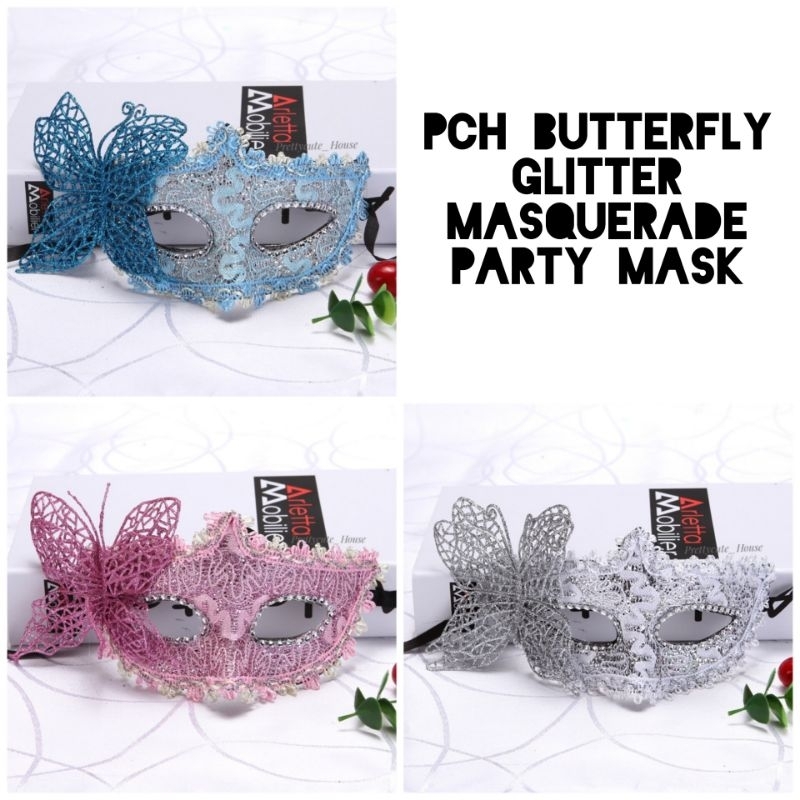 Jual Topeng Pesta Kupu Kupu / Butterfly Glitter Masquerade Party Mask ...