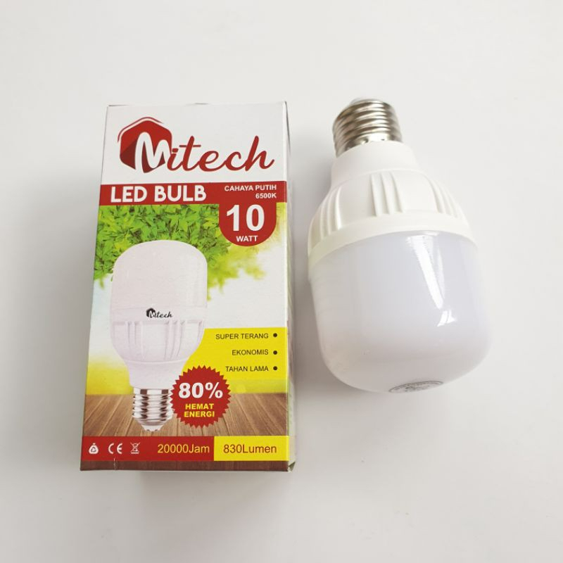 Jual Lampu LED 10W E27 Bohlam 10 Watt Mitech Light Bulb Tabung Putih 10Watt bolam | Shopee Indonesia