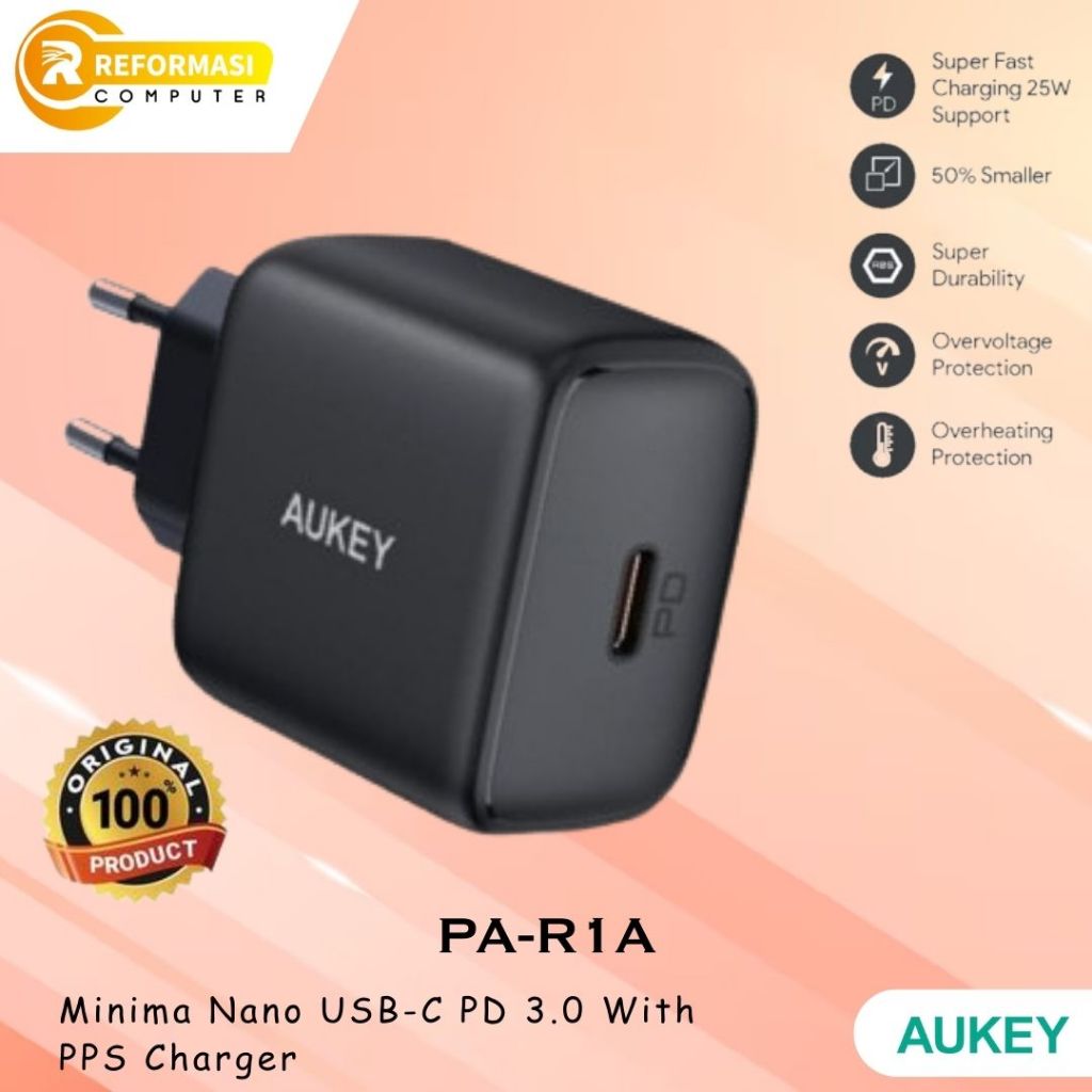 Jual Aukey PA-R1A 25W Minima Nano USB-C PD 3.0 With PPS Charger | Shopee Indonesia