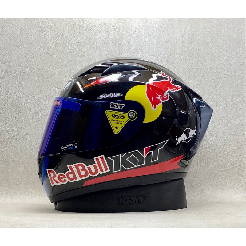 Jual KYT R10 Solid Black Glossy || Stiker Redbull Merah - Helm Full ...