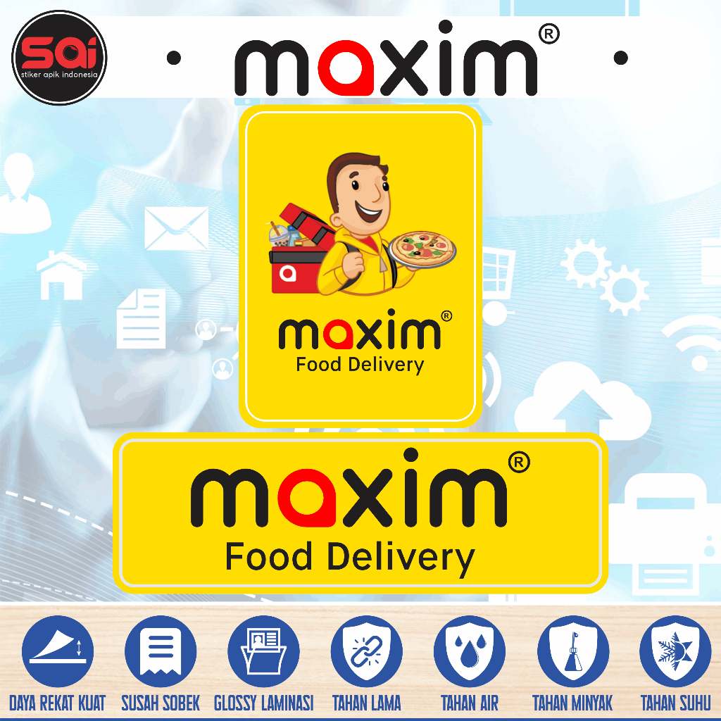 Jual stiker vinyl anti air ONLINE FOOD MAXIM PORTRAIT / LANDSCAPE ...
