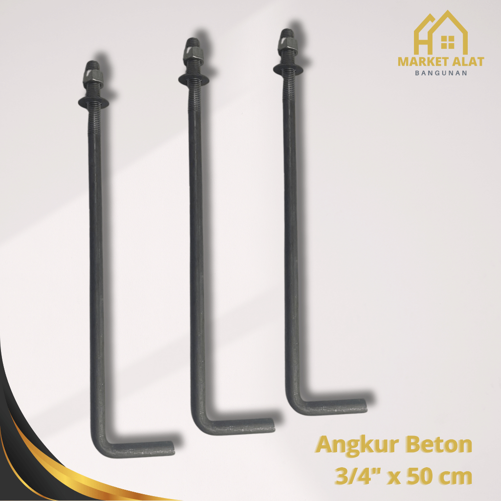 Jual Baut Angkur L Hitam 3/4" x 50 cm (19 mm x 50 cm) + Mur + Ring ...