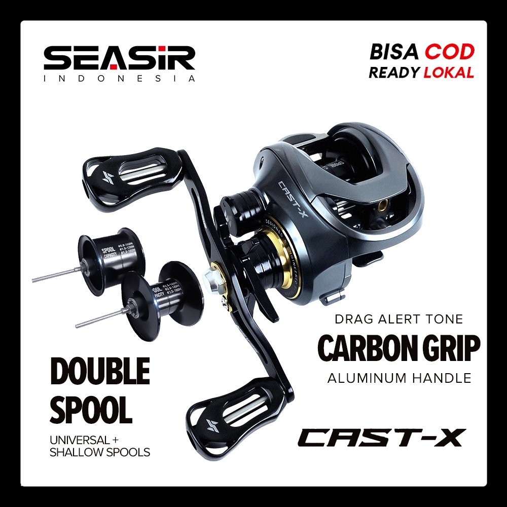 Jual [OFFICIAL] SEASIR CAST X Reel BC+2 Spool Reel Pacning Baitcasting SW Aluminium Kiri/Kanan ...
