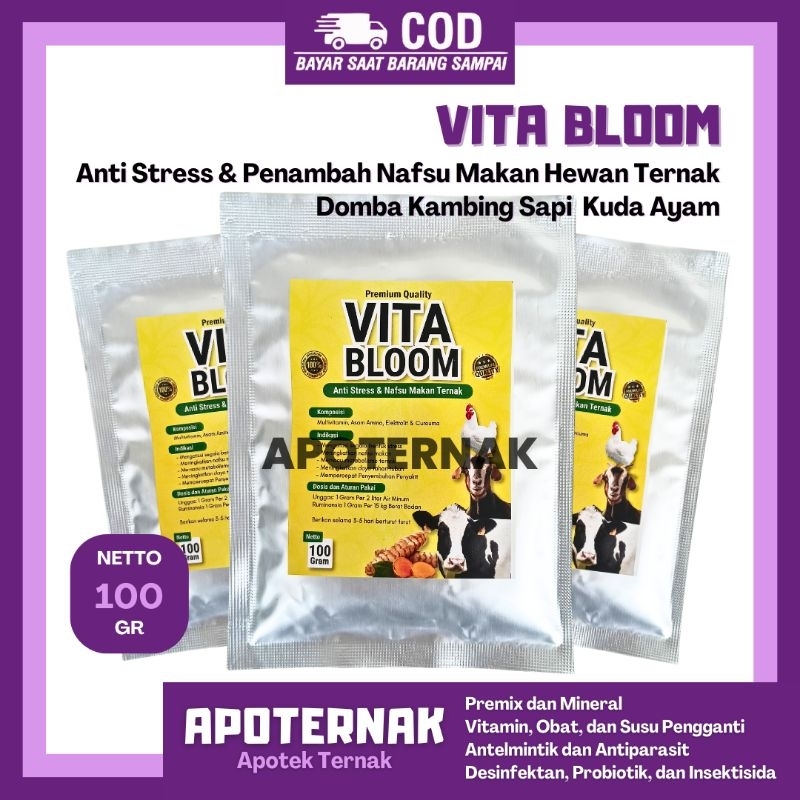 Jual VITA BLOOM 100 GRAM - Vitamin Lengkap Penambah Nafsu Makan Hewan Ternak Domba Kambing Sapi ...