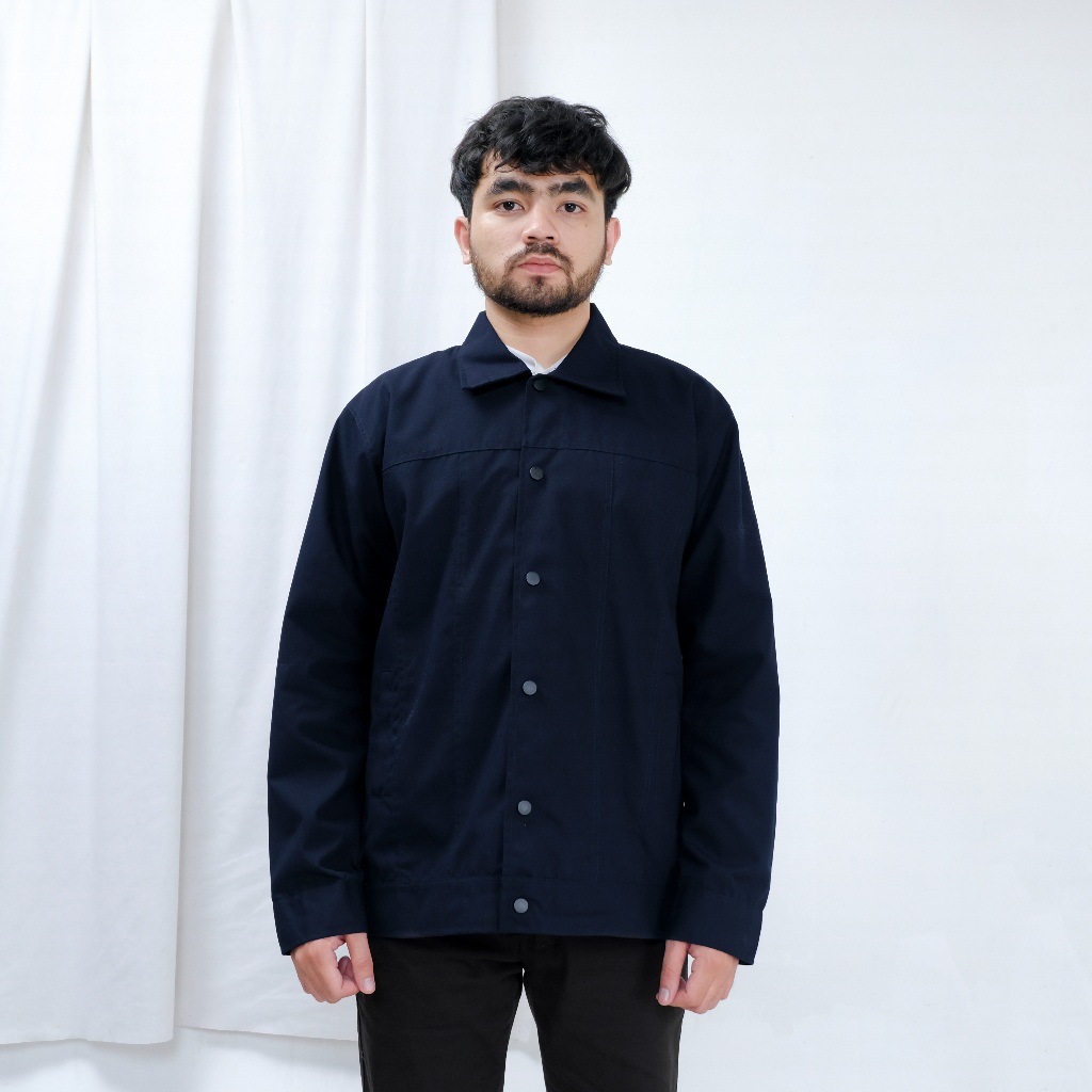 Jual Libra Jaket Trucker Semi Parka Navy Pria Canvas Katun Pakai ...