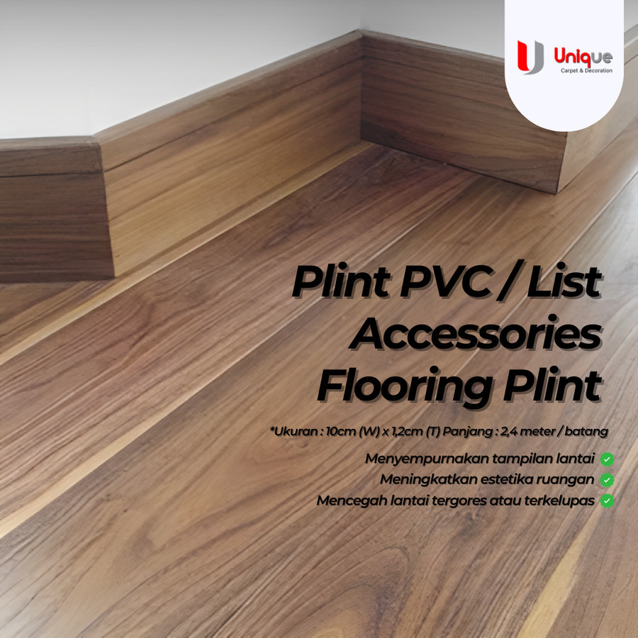 Jual Plint Lantai PVC 8cm dan 10cm / List Accessories Flooring SPC / Skirting Lantai Vinyl ...