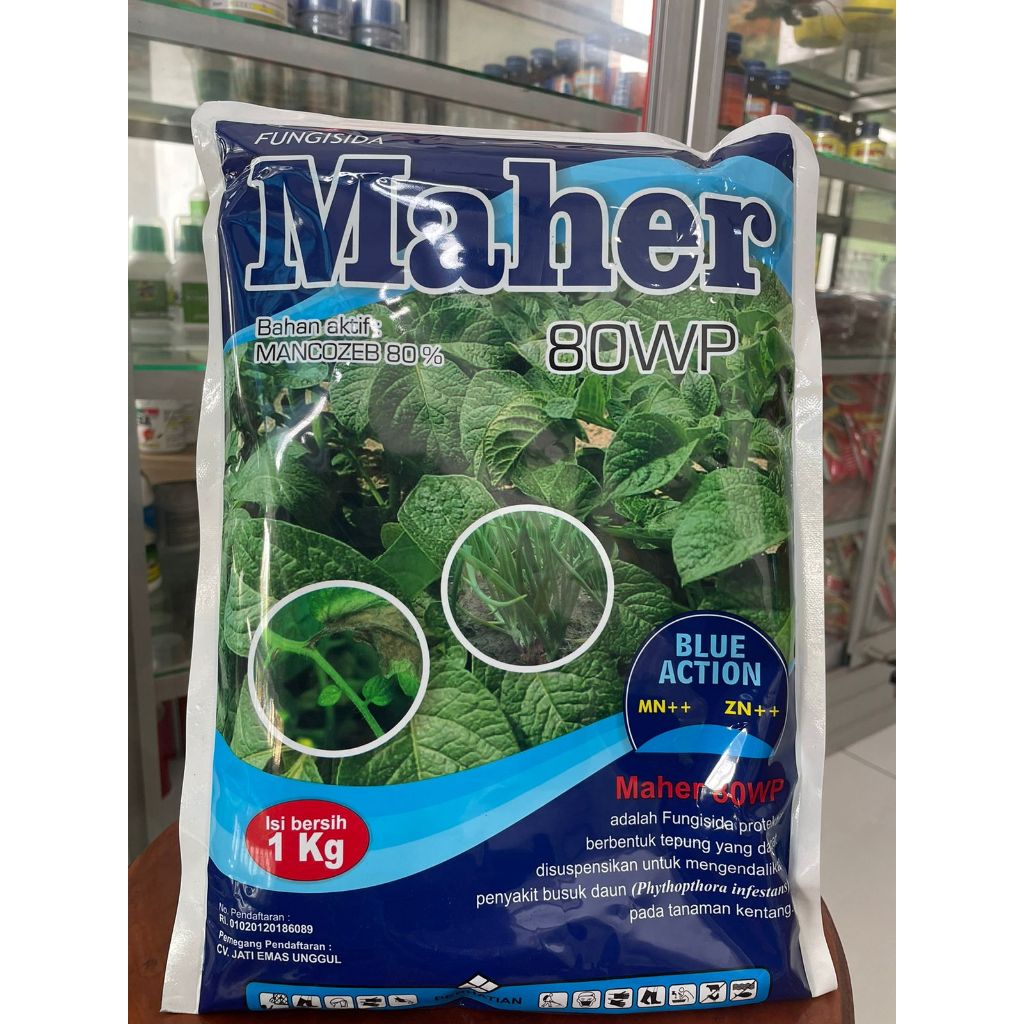 Jual MAHER 80 WP FUNGISIDA MANCOZEB BIRU 1KG ORIGINAL | Shopee Indonesia