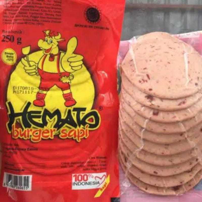Jual Hemato burger sapi 250gr / beef burger hemato 250 gram isi 10pcs ...