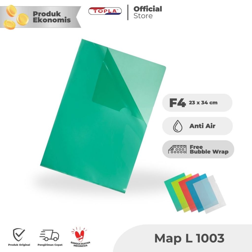 Jual Map L 1003 T map clear sleeves selip kertas kantoran ukuran folio ...