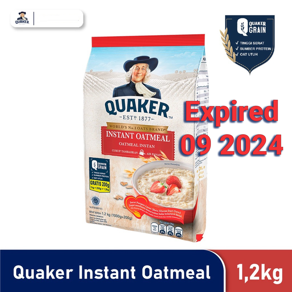 Jual Quaker Oatmeal Instant 1,2kg ( 1200 gr ) Quaker merah | Shopee ...