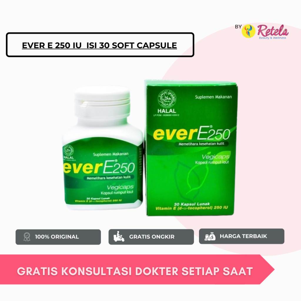 Jual EVER E 250 IU ( 1 BOTOL ISI 30 SOFT CAPSULE) | Shopee Indonesia