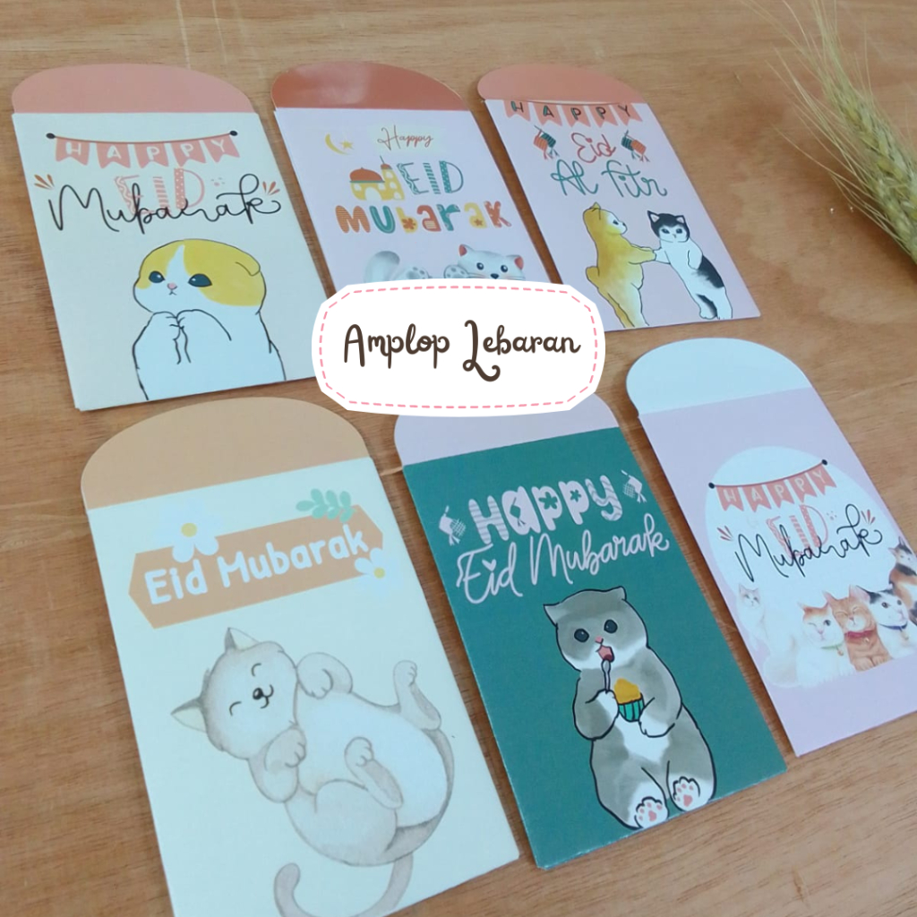 Jual [10x7.5 Kucing] Amplop Lebaran Idul Fitri Lucu Unik Gambar Kucing ...