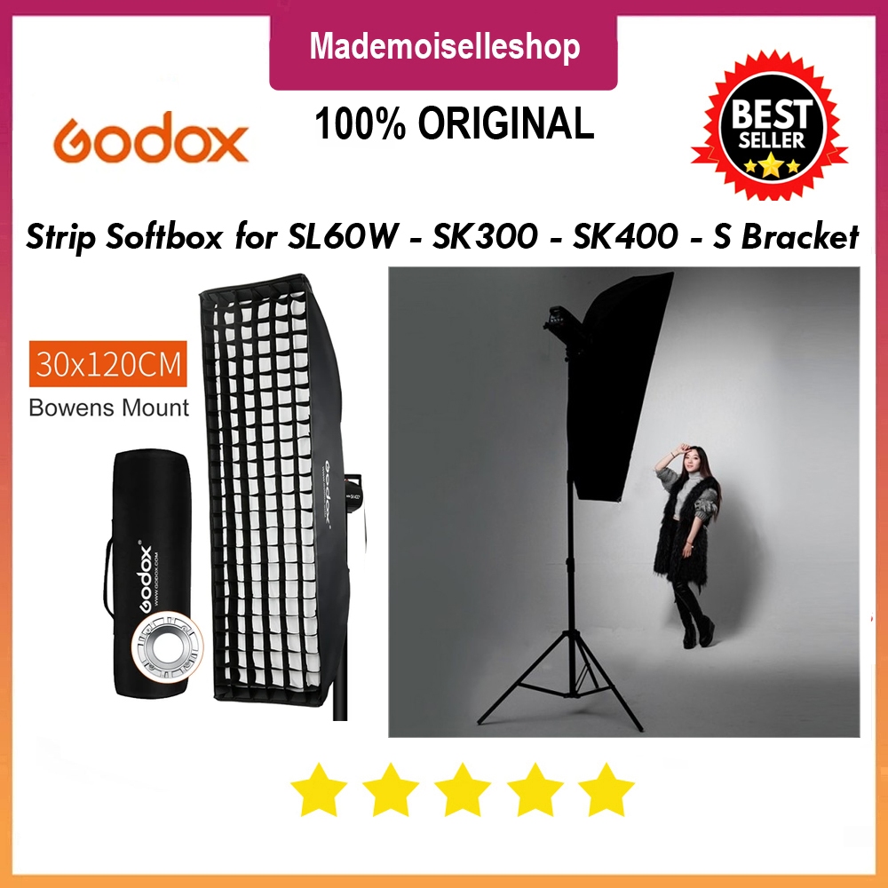 Jual GODOX Strip Softbox 30x120 cm - Bowens mount - for Tronic, Jinbei SL60W SL200 SK400 SK600 ...