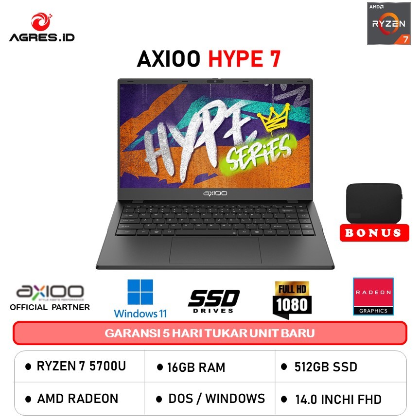 Jual AXIOO HYPE 7 RYZEN 7 5700 16GB 512GB W11PRO 14.0FHD GRY | Shopee Indonesia