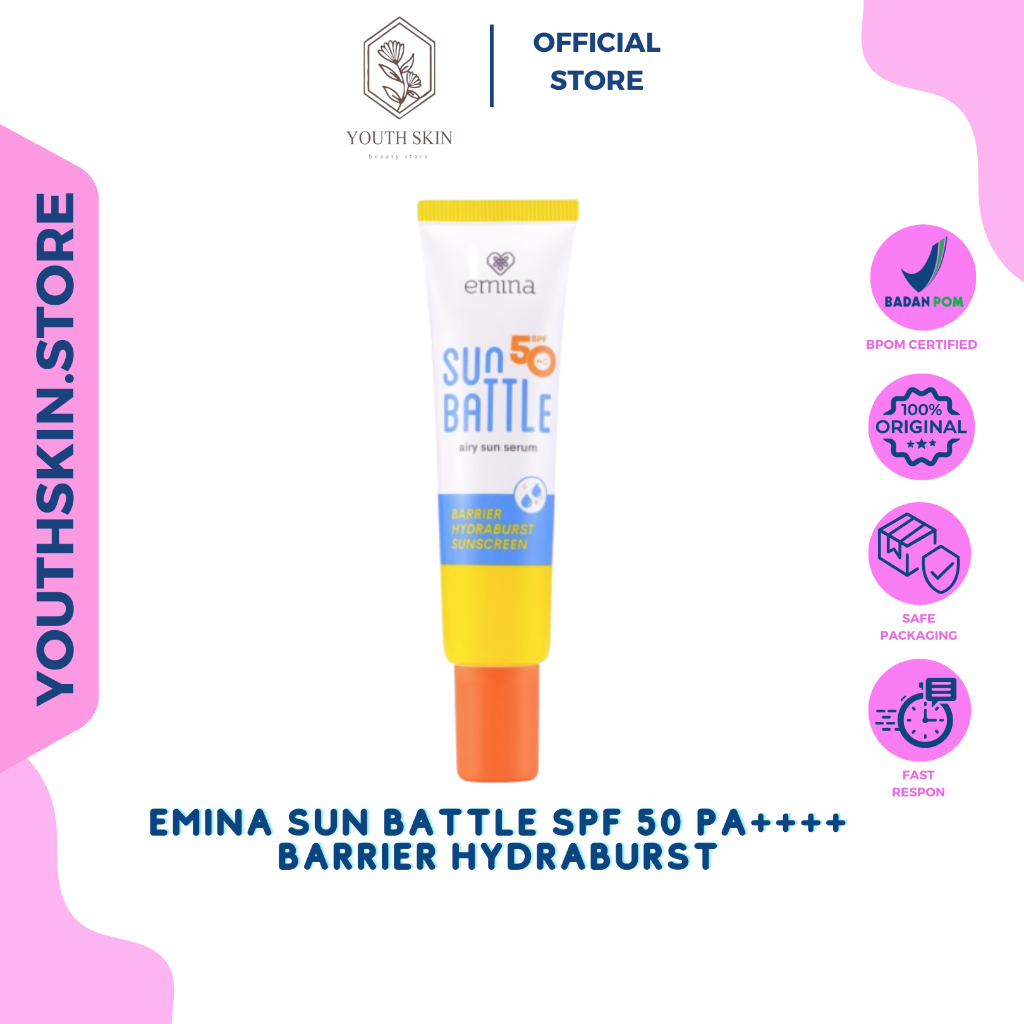 Jual Emina Sun Battle Barrier Hydraburst Sunscreen Spf 50 Pa++++ 30ml ...