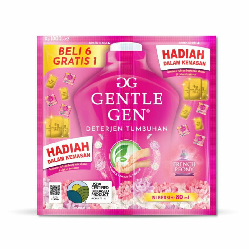 Jual Gentle Gen Twinpack Detergen Cair Tumbuhan 80ml Varian French ...
