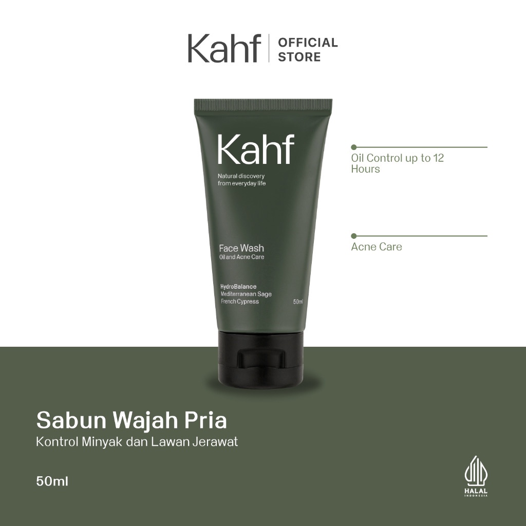 Jual KAHF Oil And Acne Care Face Wash 50ml Indonesia / Sabun Wajah Pria ...