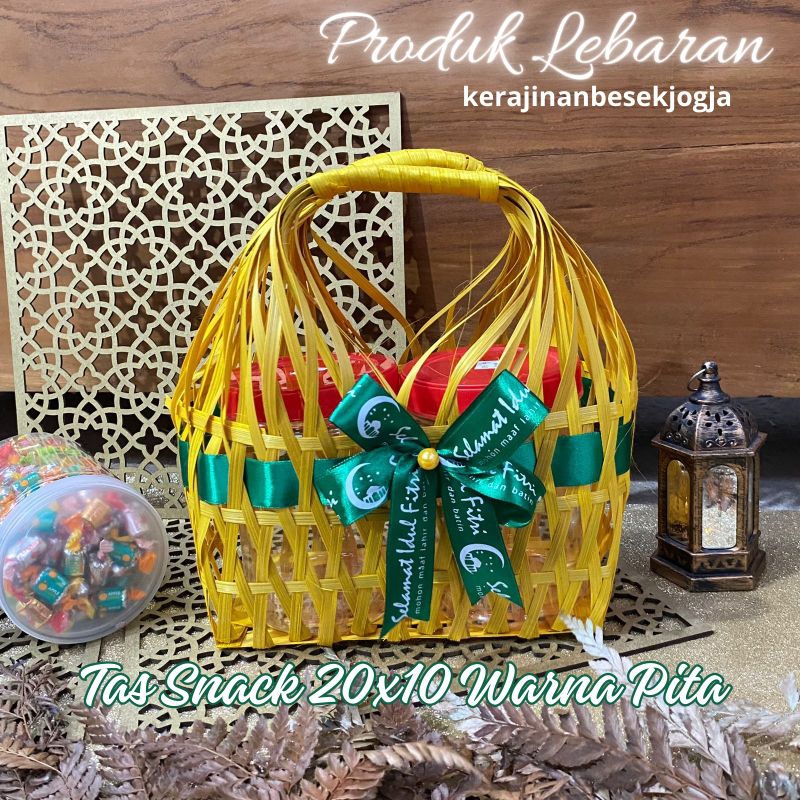 Jual TAS LEBARAN | TAS SNACK 20X10 WARNA PITA | tas hampers tas anyaman ...