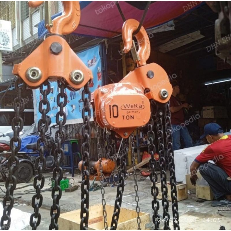 Jual Weka chain block 10 ton ×15 meter takel katrol manual heavy duty ...
