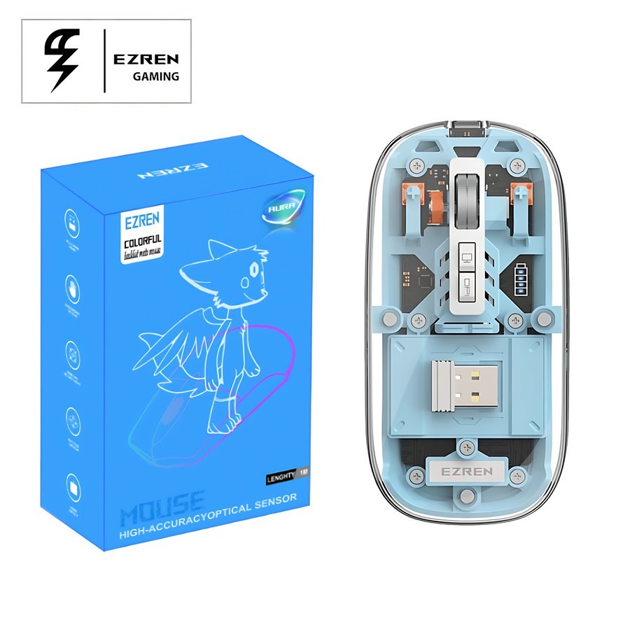 Jual Ezren M133 Mouse Nirkabel 2.4G Bluetooth 5.1 Transparan Silent ...