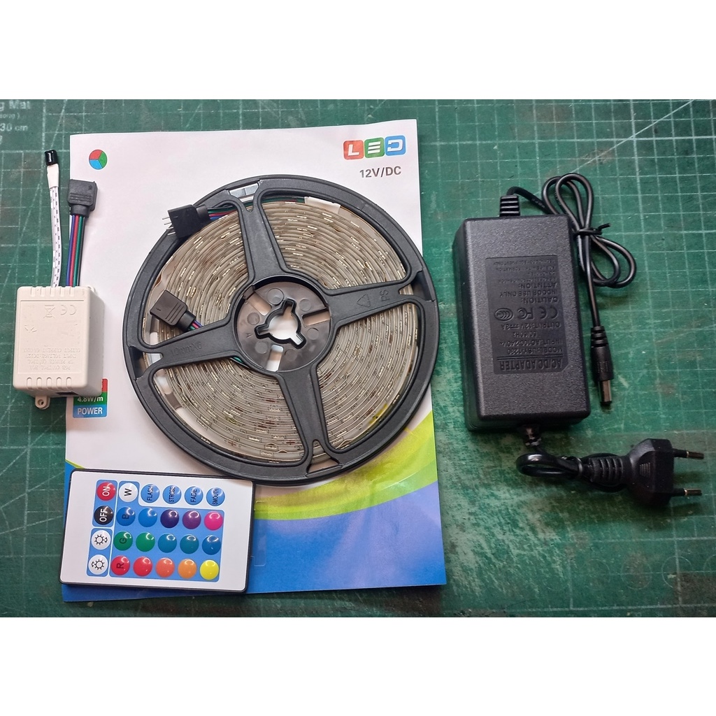 Jual LED STRIP RGB SMD 5050 5 METER DC 12 VOLT REMOTE | Shopee Indonesia