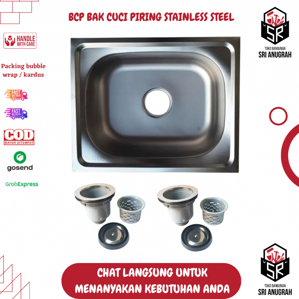 Jual Bak Cuci Piring Stainless Steel Set Afur Saringan Pembuangan ...