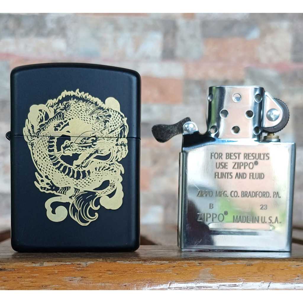 Jual korek api classic black matte motif grapir satu suara motif naga ...